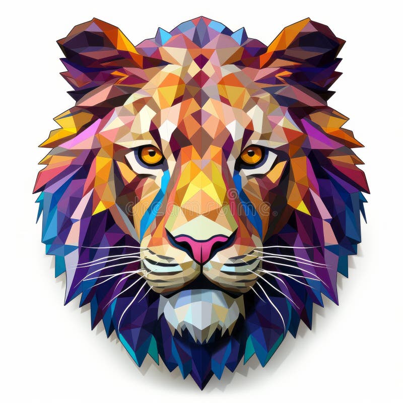 A Colorful Lion Head Made Out of Polygonal Shapes Stock Illustration ...