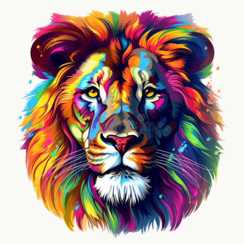 Multi Colored Lion Head Stock Illustrations – 578 Multi Colored Lion ...