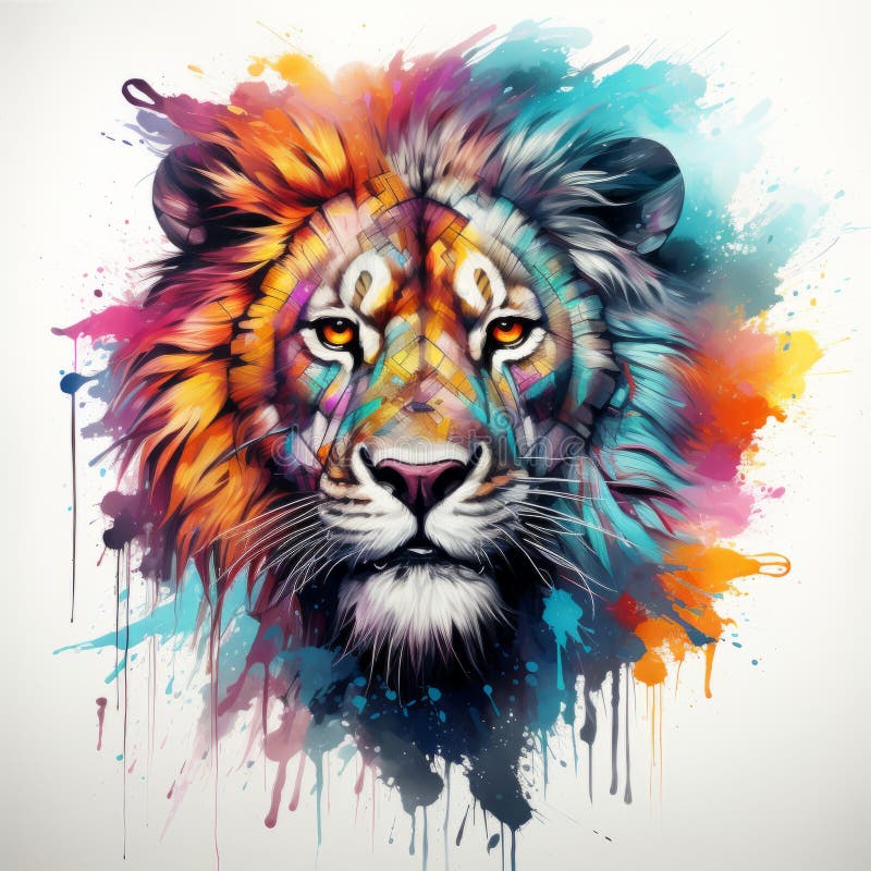 Multi Colored Lion Head Stock Illustrations – 578 Multi Colored Lion ...