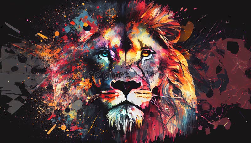 Colorful Lion Art Wallpaper Stock Illustration - Illustration of ...