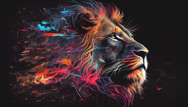 Colorful lion illustration stock illustration. Illustration of comics ...