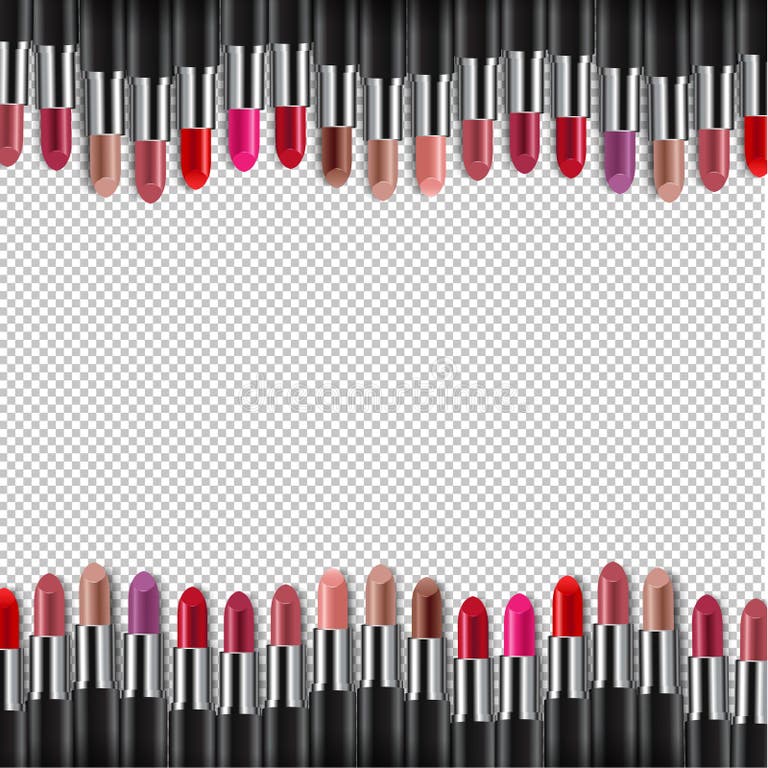 Colorful Lipsticks Borders Transparent Background Stock Vector ...