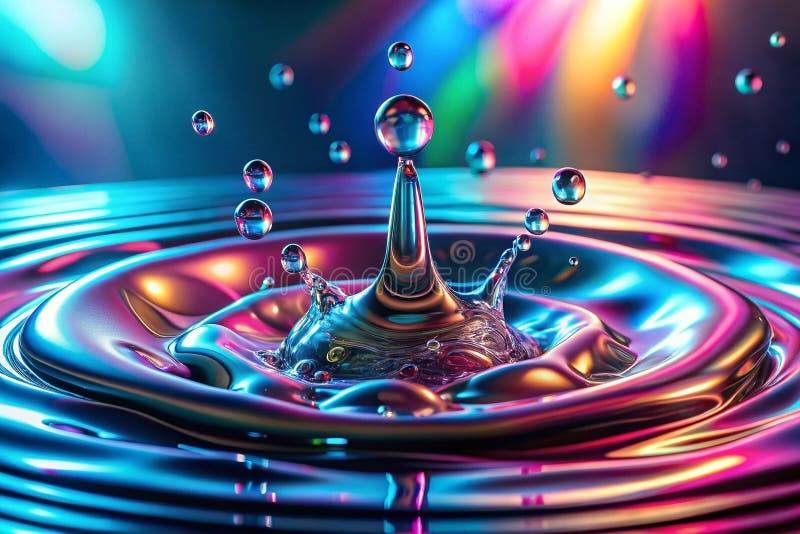 Colorful Liquid Drop Splash in Vibrant Abstract Scene Stock ...