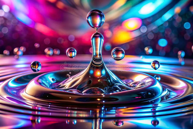 Colorful Liquid Drop Splash, Vibrant Light, Abstract Ripples, Studio ...