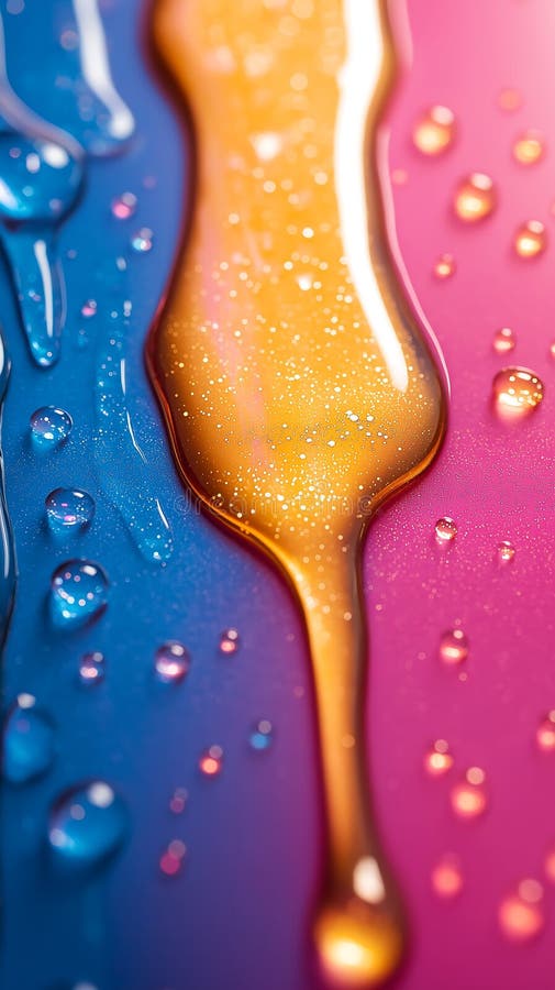 Colorful Liquid Droplets Flow Across a Vibrant Surface in a Dynamic ...