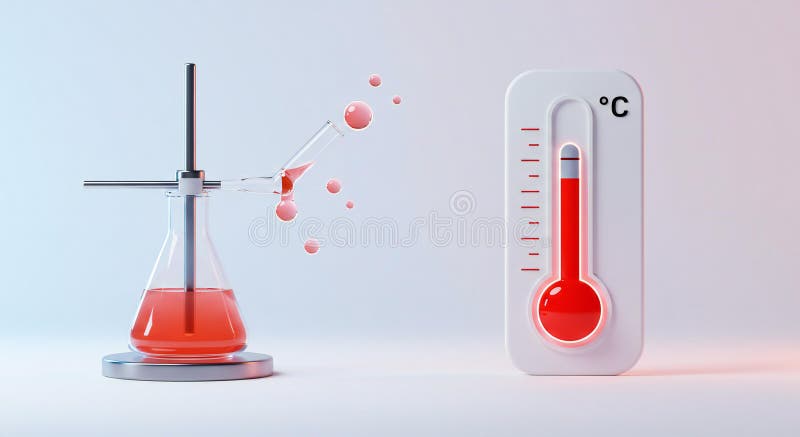 Colorful Liquid Experiment with a Thermometer Stock Illustration ...