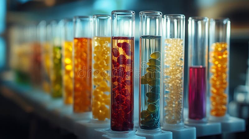 Colorful Liquid Experiments in Test Tubes Showcasing Different ...