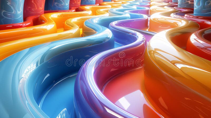 A Colorful Liquid Flowing Down a Long Line of Tubes, AI Stock ...