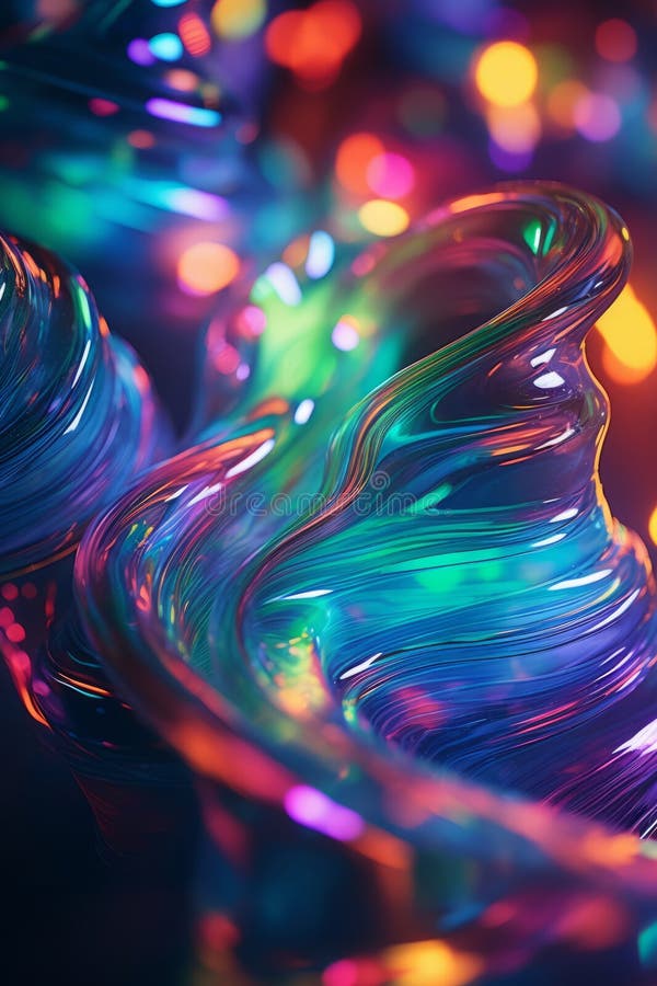 Colorful Liquid Flowing Over a Surface with Colorful Lights Stock ...