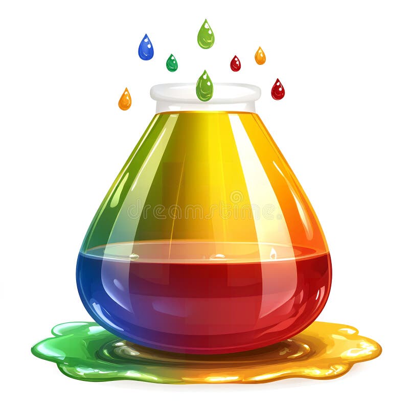 Colorful Liquid in Glass Beaker Rainbow Colors Science Experiment Stock ...