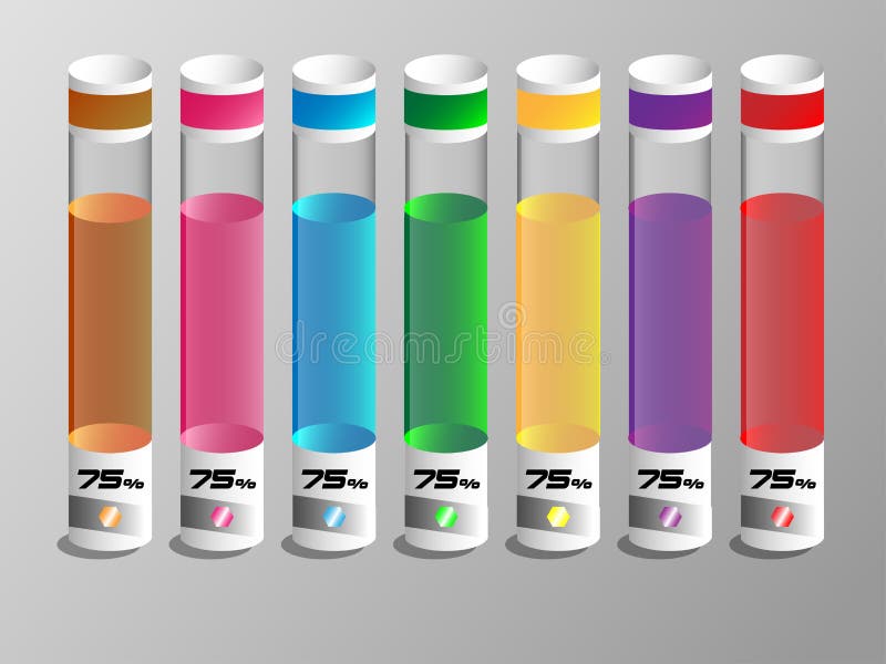 Colorful Liquid in a Glass Tubes with 75 Percent. Stock Illustration ...