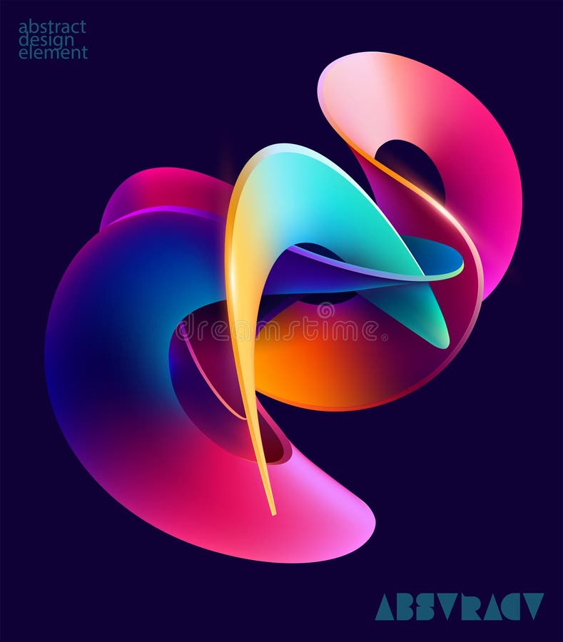 Colorful Liquid Lines. Abstract 3D Shape of Iridescent Wavy Forms Stock ...