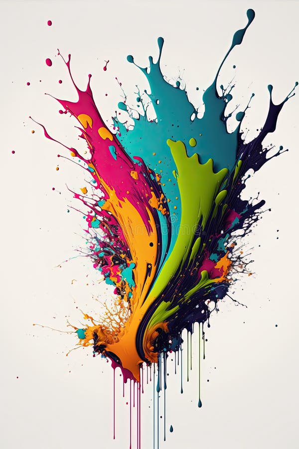 Colorful Liquid Paint Splash on White Background Stock Illustration ...