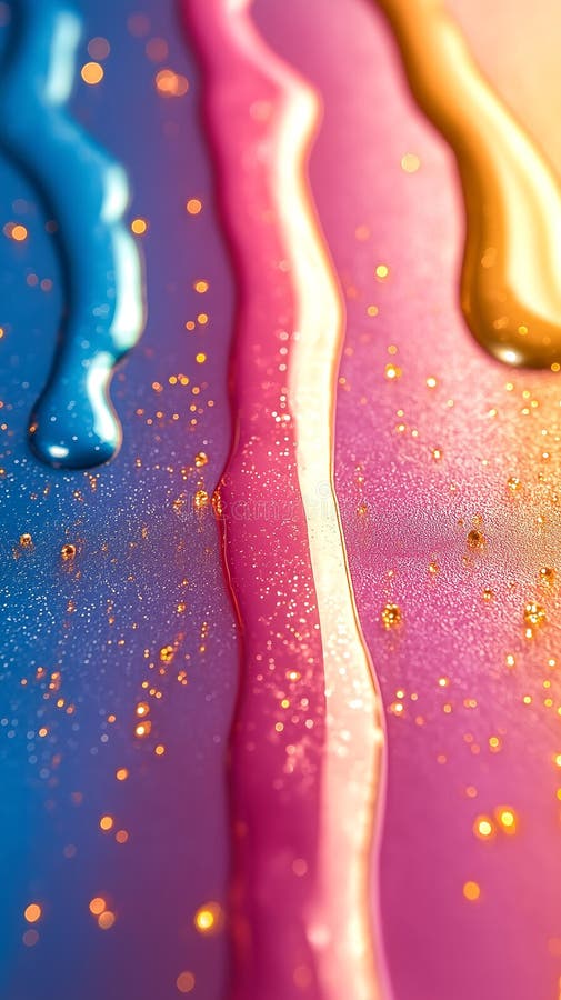 Colorful Liquid Patterns Flow Over a Vibrant Surface with Glitter ...