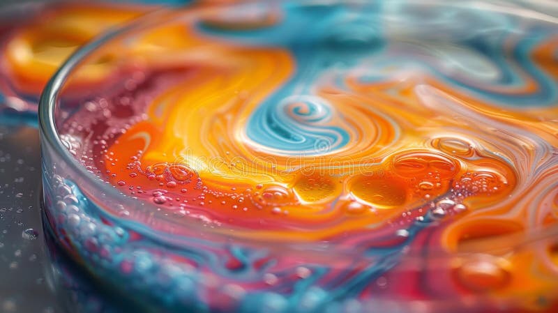 Colorful Liquid Patterns in Petri Dish - Generative Ai Stock ...