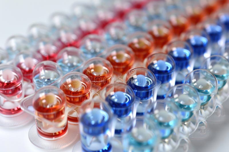Colorful Liquid Samples in a Laboratory Testing Tray Stock Illustration ...