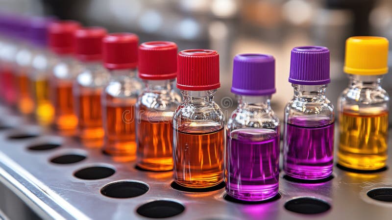 Colored Sample Vials in Lab Rack Stock Illustration - Illustration of ...