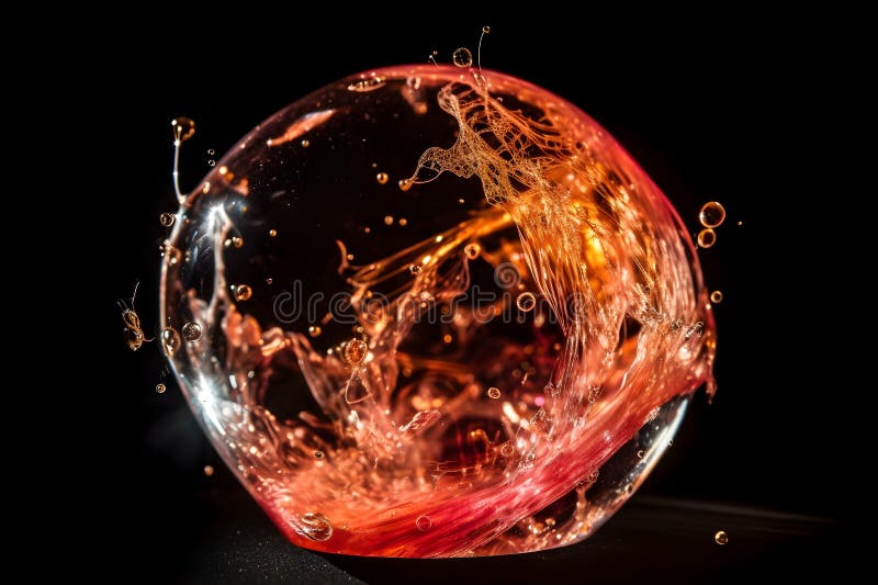 Colorful Liquid Sphere with Dynamic Splashes and Bubbles Stock ...