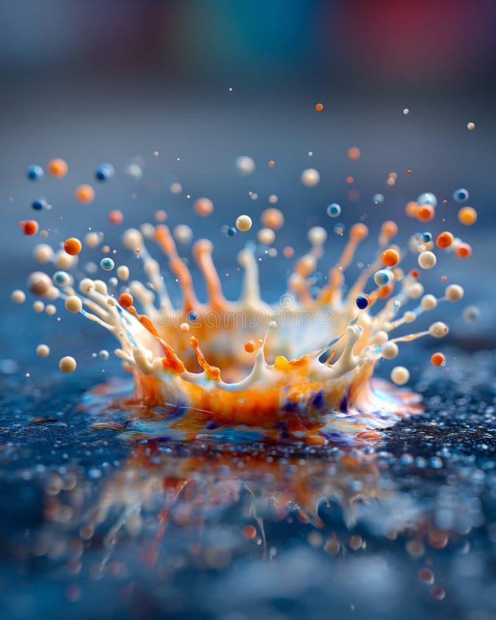 Colorful Liquid Splash with Dynamic Reflection Stock Illustration ...