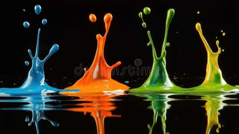 Colorful Liquid Splash: a Vibrant Dance of Paint in Motion, Reflecting ...