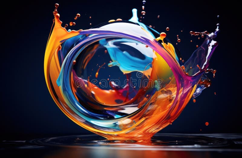 A Colorful Liquid Splashing in a Circle Stock Illustration ...