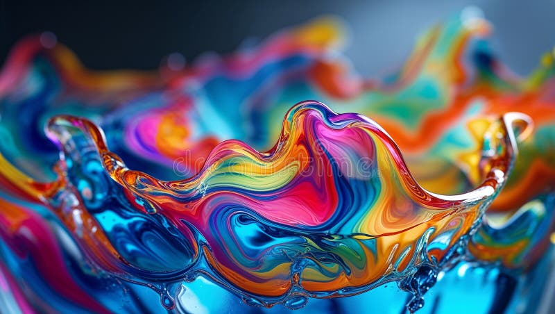 Colorful Liquid Splashing and Mixing, Creating Vibrant Swirls Stock ...