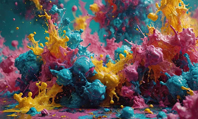 A Colorful Liquid Splatter is Shown in this Image, with a Blue Splash ...