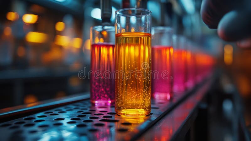 Colorful Liquid Synthesis in Automated Processing Line at a ...