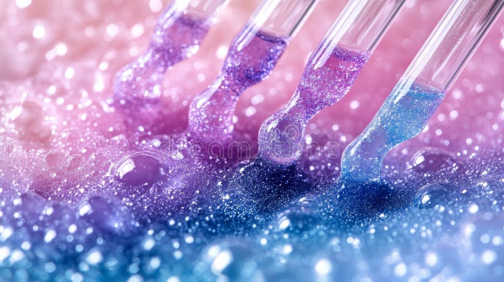 Colorful Liquids Dripping into Bubbles Stock Illustration ...