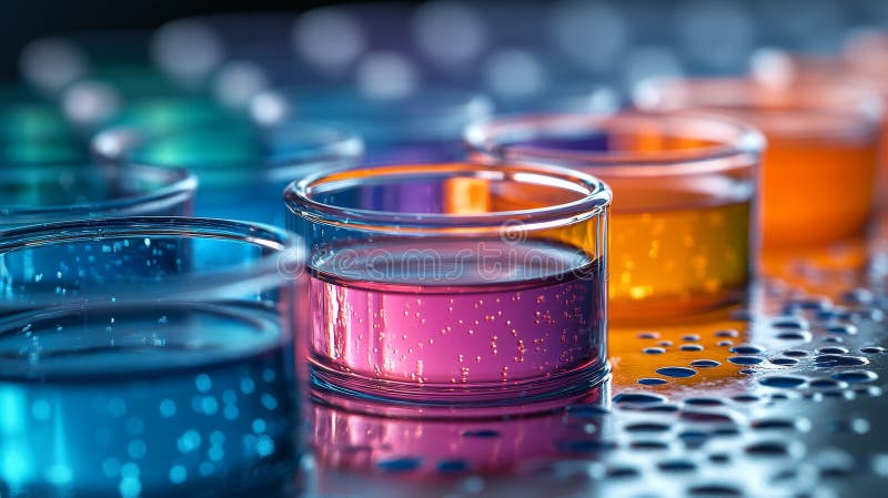 Colorful Liquids in Glass Beakers Stock Illustration - Illustration of ...