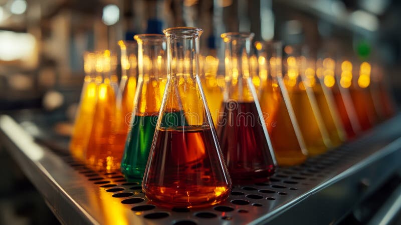 Colorful Liquids Laboratory Beakers Rack Stock Photos - Free & Royalty ...
