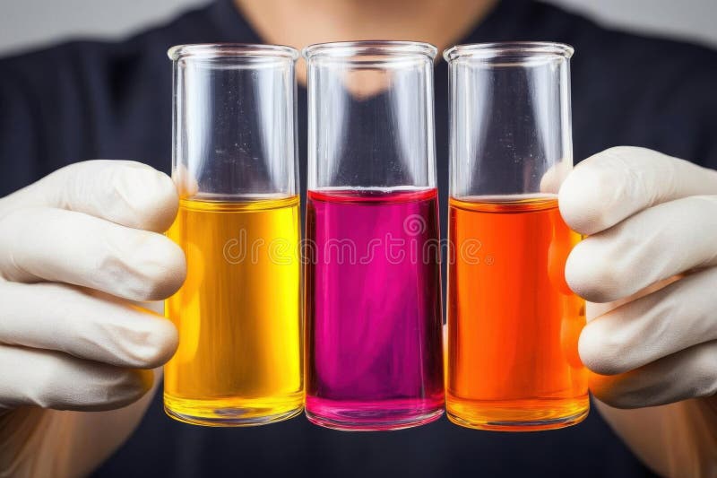 Colorful Liquids in Test Tubes are Held for Laboratory Science Concept ...