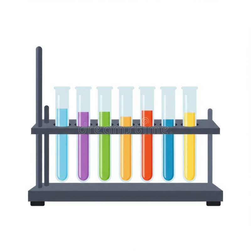 Colorful Liquids in Test Tubes on a Lab Rack Stock Illustration ...
