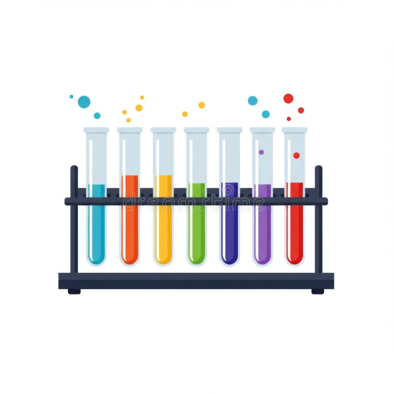 Colorful Liquids in Test Tubes on Rack Stock Illustration ...