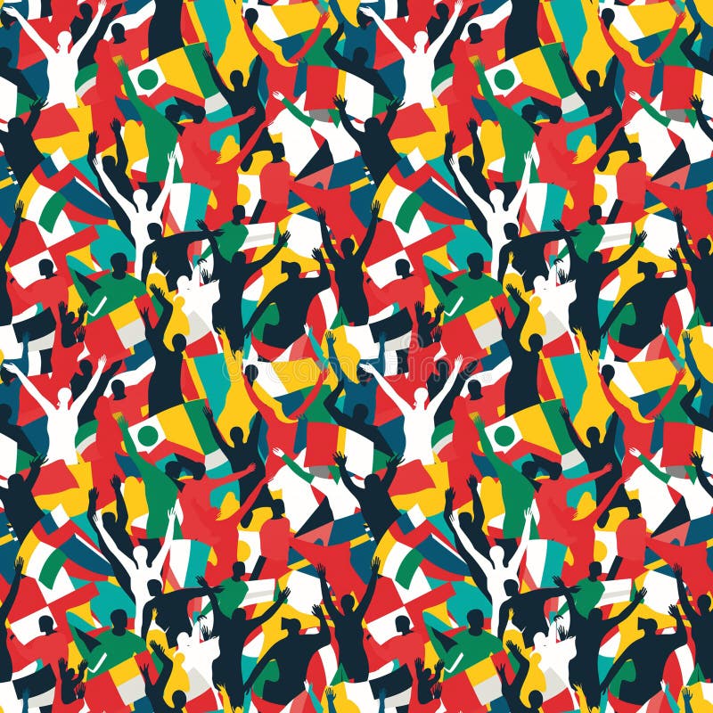 A Colorful and Lively Scene of People Celebrating with Flags and Hands ...