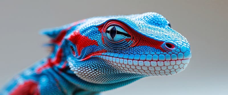 Colorful Lizard with a Blue and Red Face. Stock Photo - Image of ...