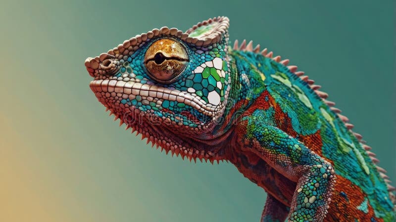 A Colorful Lizard with a Green and Brown Pattern on Its Back Stock ...