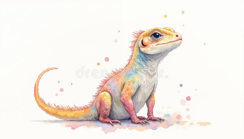 A Colorful Lizard is Sitting on a White Background Stock Illustration ...
