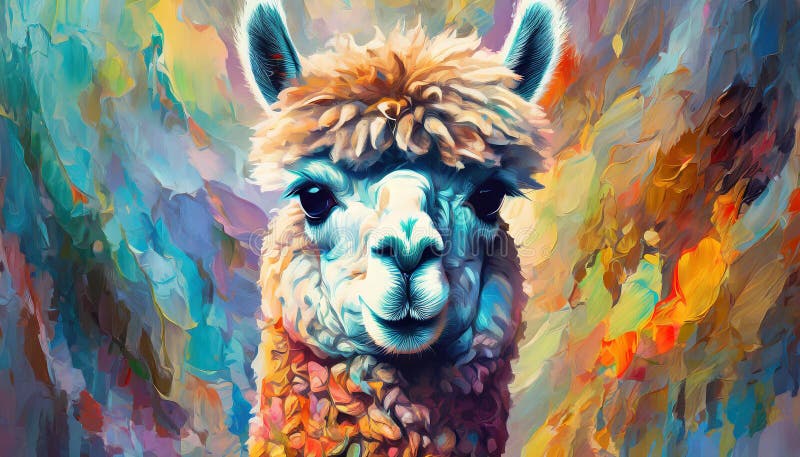 A Colorful Llama is the Main Subject of the Painting Stock Illustration ...