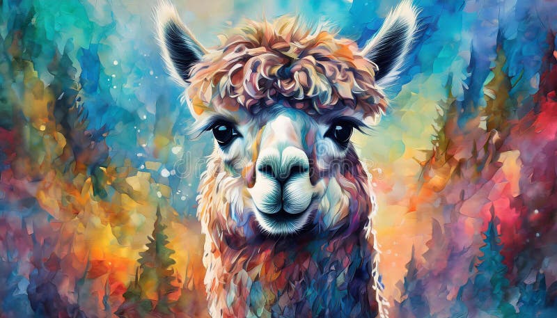 A Colorful Llama is the Main Subject of the Painting Stock Illustration ...