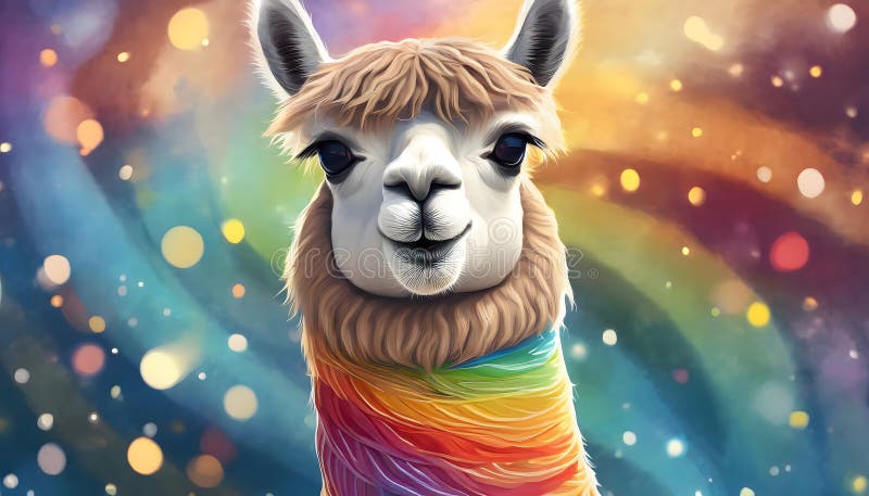 A Colorful Llama is the Main Subject of the Painting Stock Illustration ...