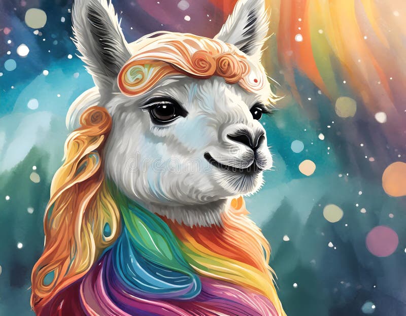 A Colorful Llama is the Main Subject of the Painting Stock Illustration ...