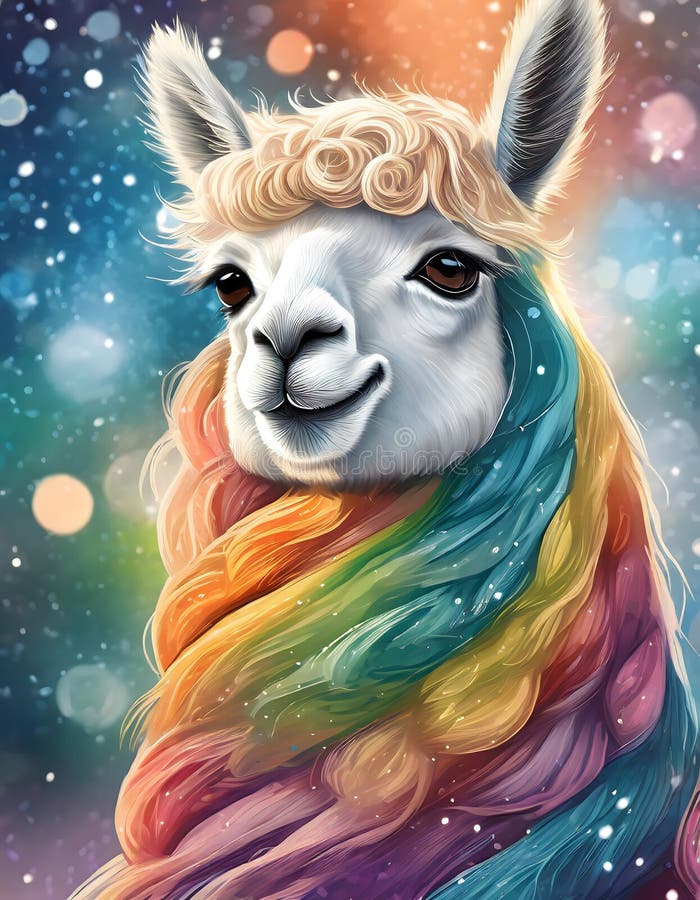 A Colorful Llama is the Main Subject of the Painting Stock Illustration ...