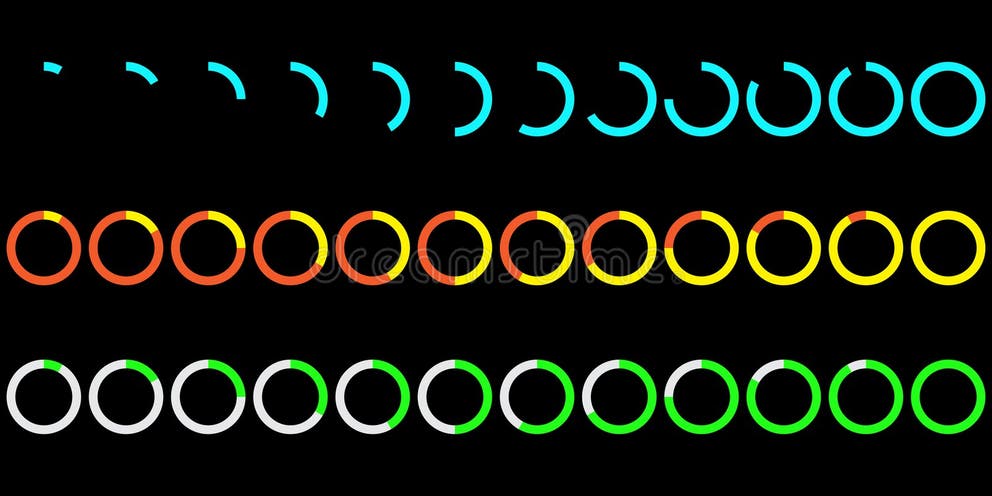 Colorful Loading Icons. Progress Circle Set. Various Colors Shown ...