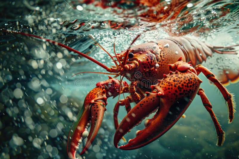 Colorful Lobster Underwater with Bubbles Stock Illustration ...