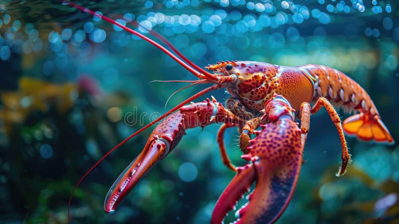 Colorful Lobster Underwater with Bubbles Stock Illustration ...