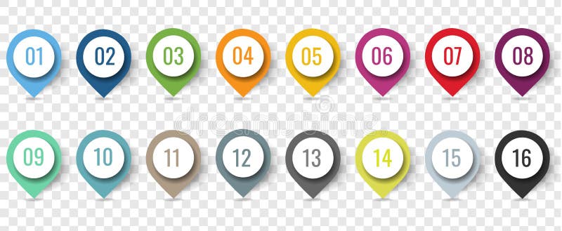 Colorful Set of Location, Places, Travel and Destination Pin Icons ...