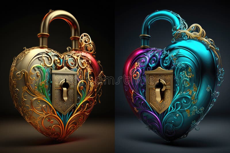 Colorful Lock Black Background. Generative AI Stock Illustration ...