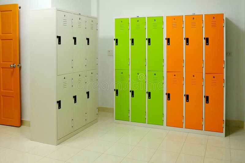 Colorful locker in hostel stock image. Image of indoor - 177025125