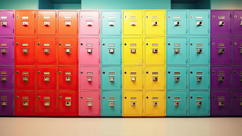 Colorful lockers stock illustration. Illustration of security - 319939519